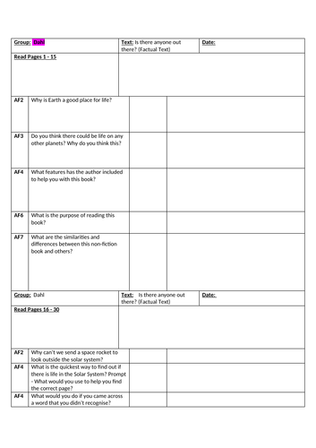 33 Worksheets for Guided Reading Questions Year 5 Roald Dahl etc ...