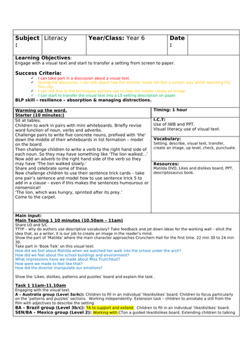 Matilda Roald Dahl Day Literacy Year 6 Planning Powerpoint Setting ...