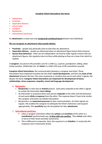 Caregiver-Infant Interactions, Attachment review | Teaching Resources