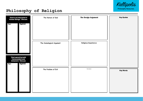 FREE GCSE Revision Worksheet - Philosophy of Religion | Teaching Resources