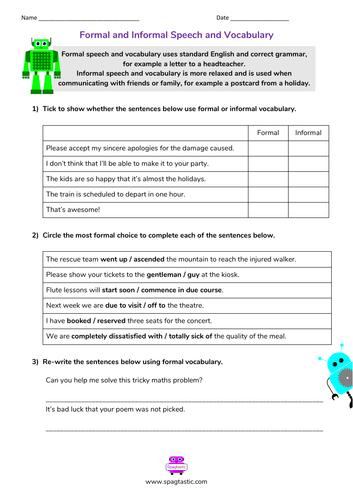 Formal and informal language | Teaching Resources