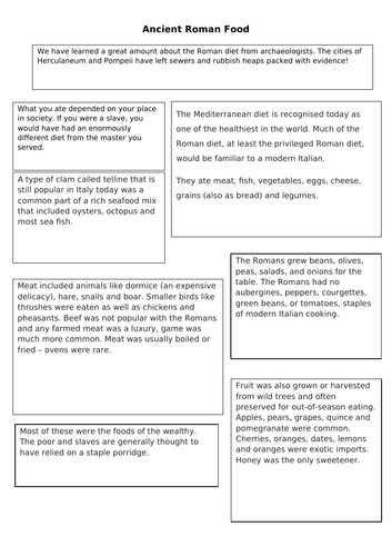 Ancient Roman Food Information | Teaching Resources