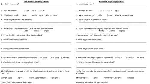 GCSE sociology [WJEC/ eduqas]- Research methods, questionnaires ...