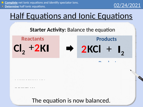GCSE Chemistry: Half Equations and Ionic Equations | Teaching Resources