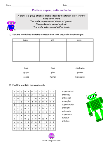 Prefixes super-, anti- and auto- | Teaching Resources