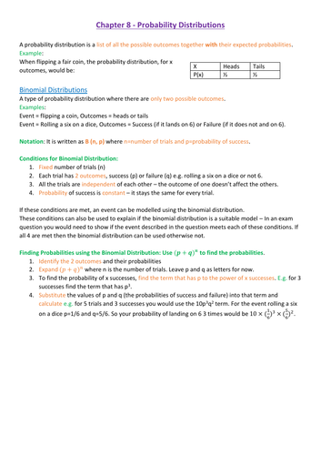Probability Distributions Revision Notes (GCSE Statistics) | Teaching ... Probability Distributions Revision Notes (GCSE Statistics) | Teaching ...