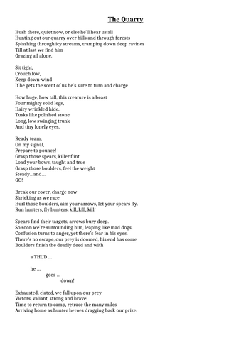 Stone Age poem with comprehension sheets | Teaching Resources