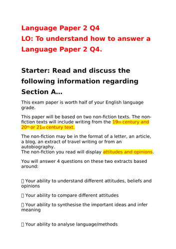 Lang Paper 2 Q4 Practice: Mars Mission | Teaching Resources