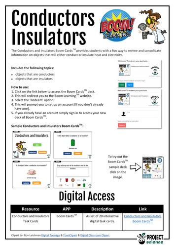 Conductors and Insulators Boom Cards™ - Distance Learning | Teaching ...