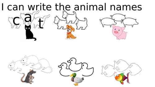 Simple Animal Name Writing Frames | Teaching Resources