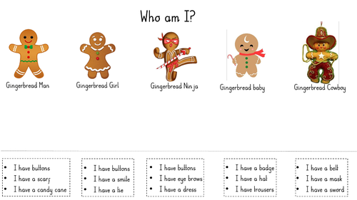 Who am I? Gingerbread man | Teaching Resources