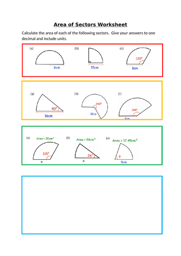 Area of sectors | Teaching Resources