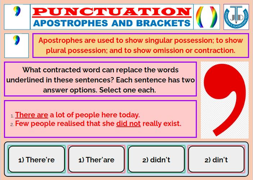 APOSTROPHES AND BRACKETS - PUNCTUATION: 46 BOOM CARDS | Teaching Resources