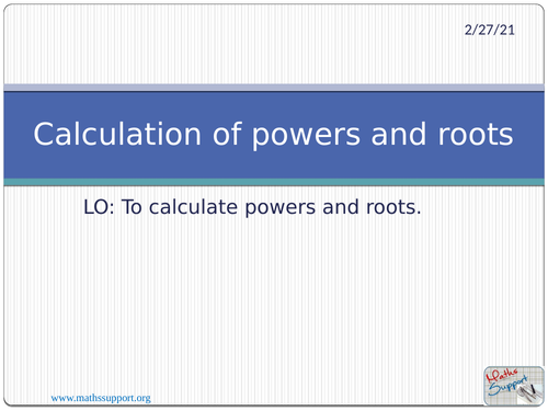 Calculation of powers and roots | Teaching Resources