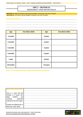 HSC | U1A1 PHYSICAL DEVELOPMENT [WORKSHEETS] | Teaching Resources
