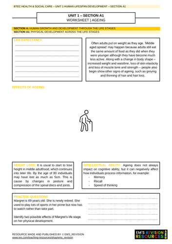 HSC | U1A1 PHYSICAL DEVELOPMENT [WORKSHEETS] | Teaching Resources