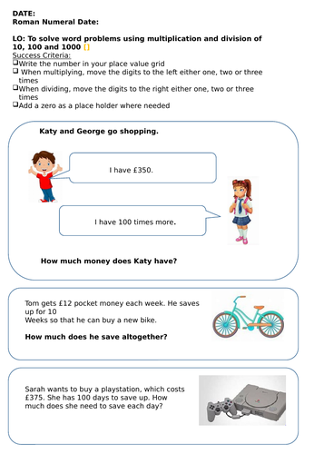 Multiplying and dividing by 10, 100 and 1000 | Teaching Resources