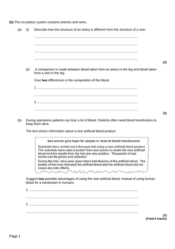 AQA GCSE Biology (9-1) B4.2 The blood vessels - FULL LESSON | Teaching ...