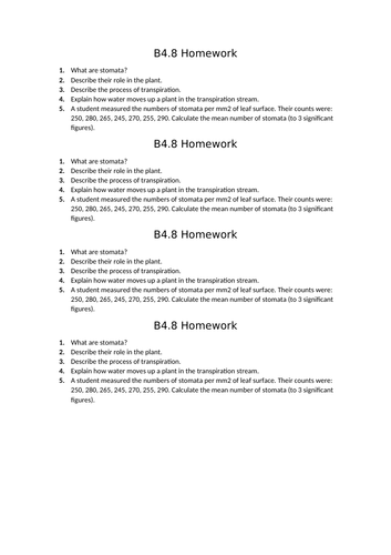AQA GCSE Biology (9-1) B4.8 Evaporation and transpiration - FULL LESSON ...