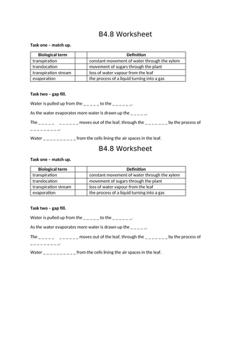 AQA GCSE Biology (9-1) B4.8 Evaporation and transpiration - FULL LESSON ...