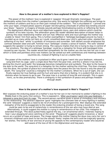 Poppies Poem - In depth Analysis + Sample Answers | Teaching Resources