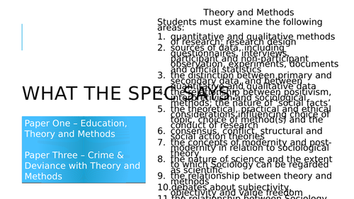 A-level Sociology Theory and Methods - Whole Topic | Teaching Resources