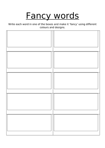 Fancy Words Spelling Sheet | Teaching Resources