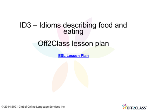 Idioms Describing Food and Eating - ESL/ELL Lesson Plan | Teaching ...