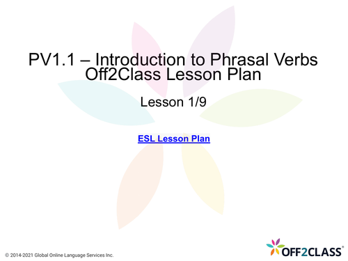Introduction to Phrasal Verbs - An ESL/ELL Lesson Plan | Teaching Resources