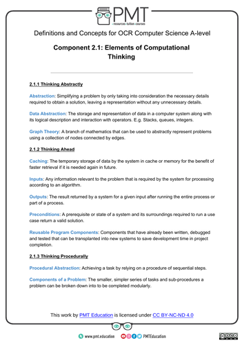 OCR A-level Computer Science Definitions | Teaching Resources OCR A-level Computer Science Definitions | Teaching Resources