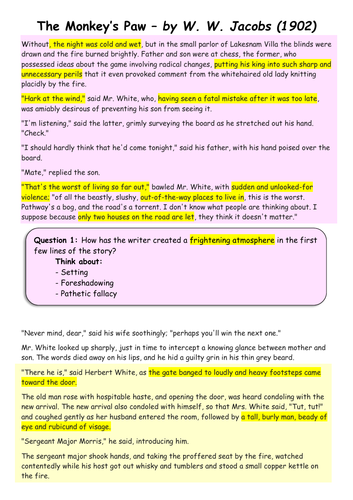 The Monkey's Paw differentiated work pack | Teaching Resources