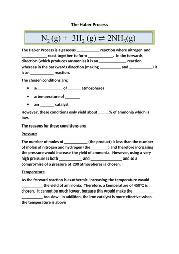 Haber Process (AQA GCSE Chemistry) | Teaching Resources