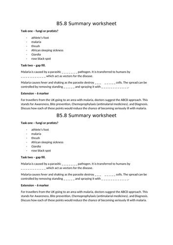 AQA GCSE Biology (9-1) B5.8 Diseases caused by fungi and protists ...