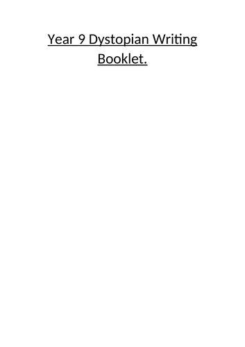 Dystopian Fiction writing booklet. | Teaching Resources