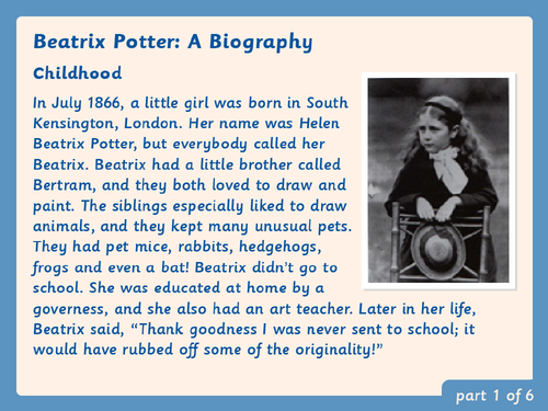 KS2 International Women's Day: Beatrix Potter | Teaching Resources