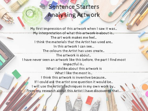 Artist Analysis Sentence Starters | Teaching Resources Artist Analysis Sentence Starters | Teaching Resources