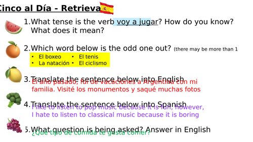 5 a day retrieval starters MFL | Teaching Resources 5 a day retrieval starters MFL | Teaching Resources