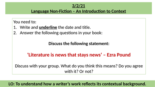 Lang Non-Fiction - Lesson 1: An Introduction | Teaching Resources