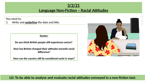 Lang Non-Fiction- Lesson 13: Racism today | Teaching Resources