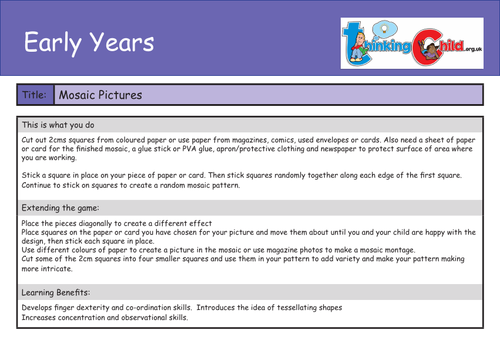 Early Years Activity ideas - Pack 1 | Teaching Resources Early Years Activity ideas - Pack 1 | Teaching Resources