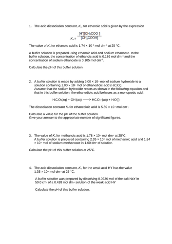 AQA A2 Chemistry Buffer solutions lesson | Teaching Resources