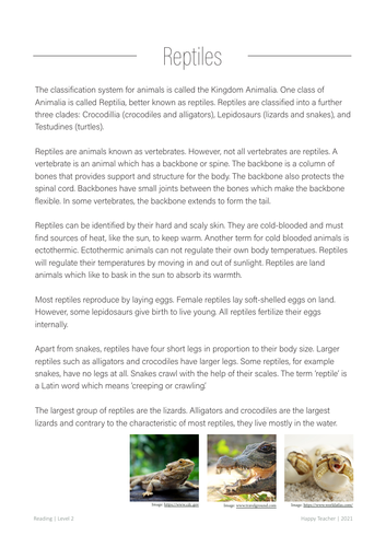 Reptiles - Science and Reading | Teaching Resources