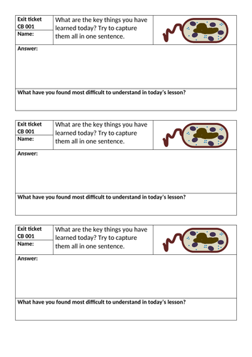 Exit ticket for prokaryote and eukaryote lesson GCSE Biology | Teaching ...
