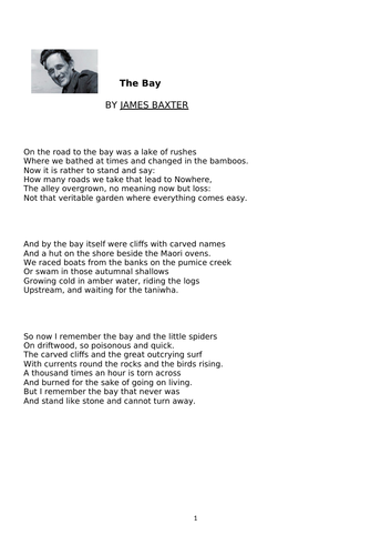 James K Baxter The Bay | Teaching Resources