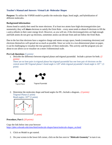 Virtual online Lab - Chemistry Shapes of the Molecules - VSEPR ...