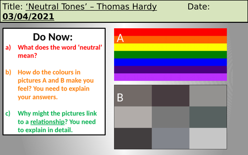 'Neutral Tones' Lesson | Teaching Resources