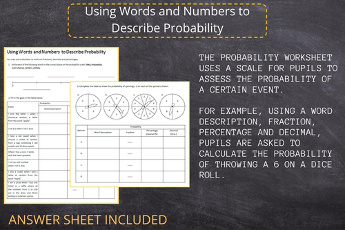 Probability-Using Words and Numbers to Describe Probability | Teaching ...