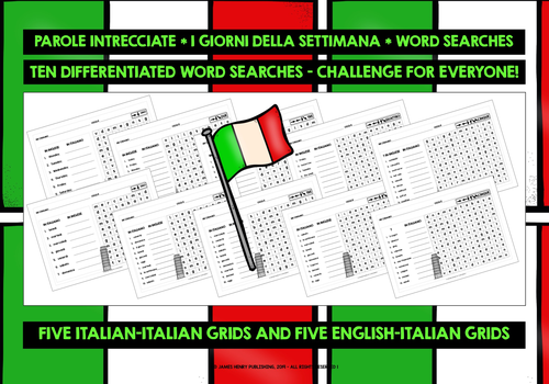 ITALIAN DAYS OF THE WEEK WORD SEARCHES | Teaching Resources