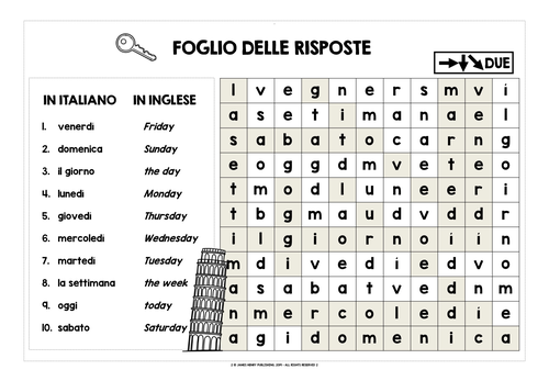 ITALIAN DAYS OF THE WEEK WORD SEARCHES | Teaching Resources