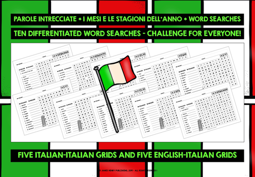 ITALIAN MONTHS & SEASONS OF THE YEAR WORD SEARCHES | Teaching Resources